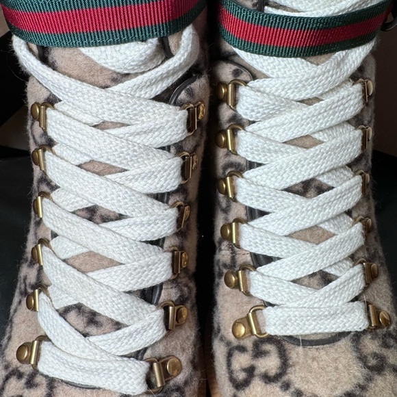 Gucci | Shoes | Gucci Combat Lace Up Monogram Boots | Poshmark